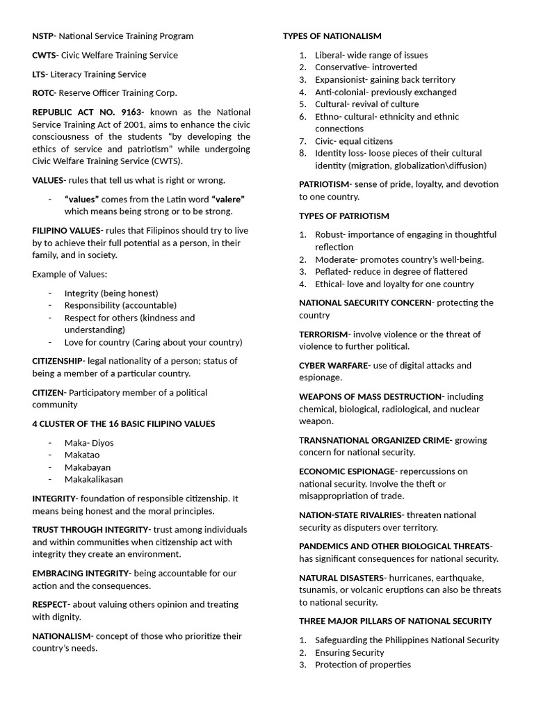 NSTP Midterm Reviewer | PDF | Hazards | National Security NSTP Midterm Reviewer | PDF | Hazards | National Security