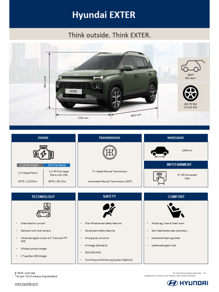 EXTER Competition COmparison Sep'24 | PDF | Trunk (Car) | Airbag