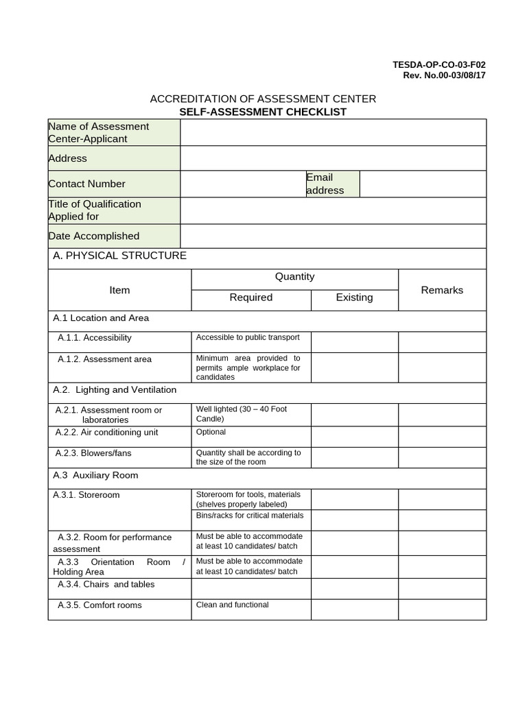TESDA-OP-CO-03 - Accreditation - ACs Forms - A | PDF | Audit