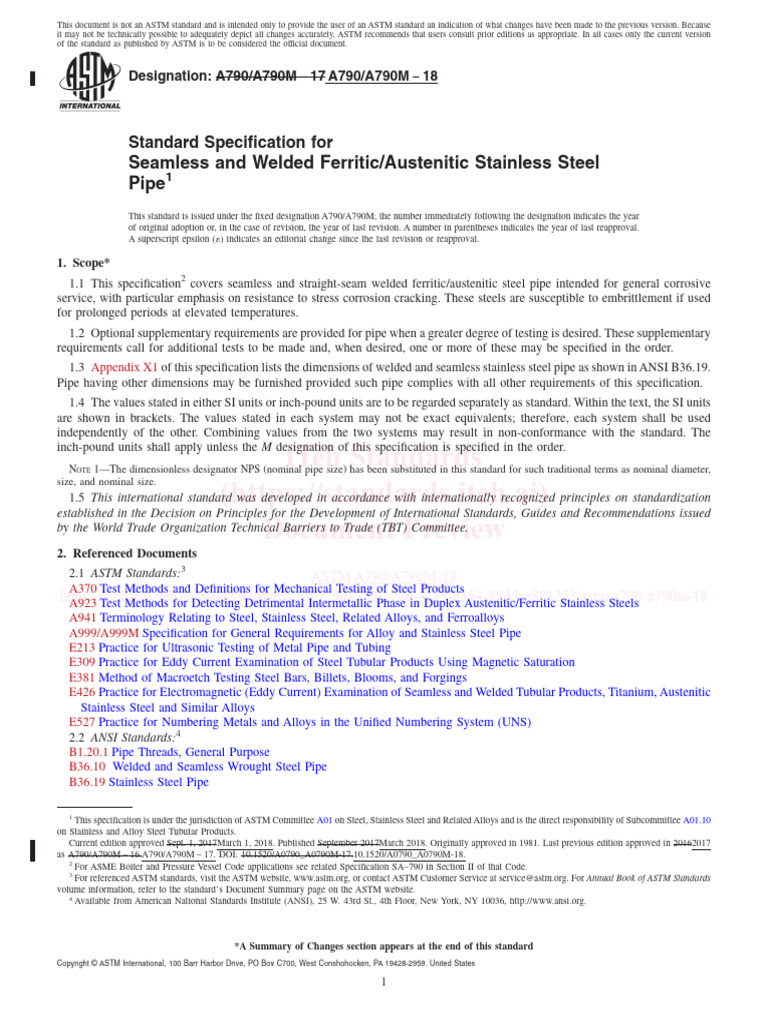 ASTM-A790-A790M-18 | PDF | Pipe (Fluid Conveyance) | Heat Treating