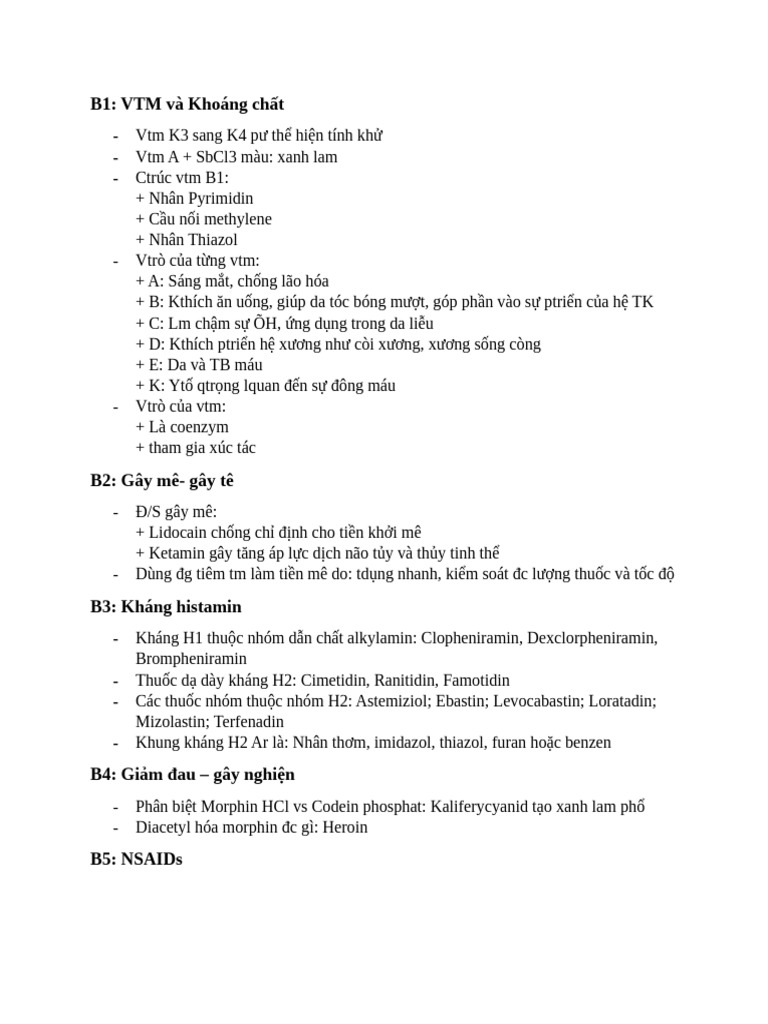 B1: VTM và Khoáng chất | PDF