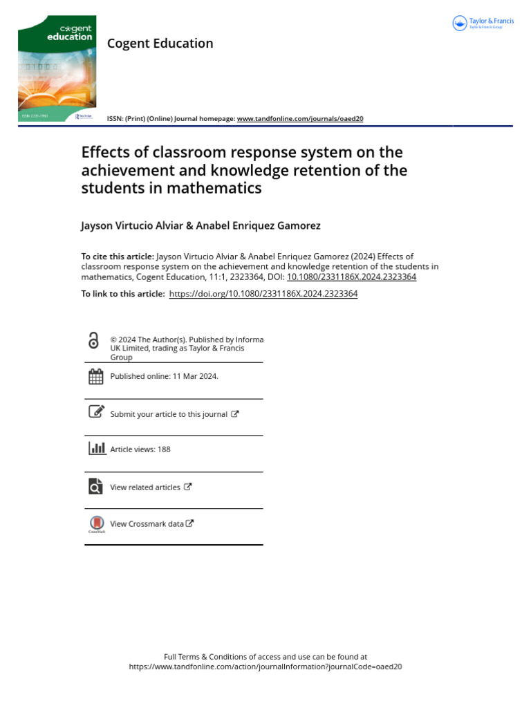 Effects of Classroom Response System On The Achievement and Knowledge ...