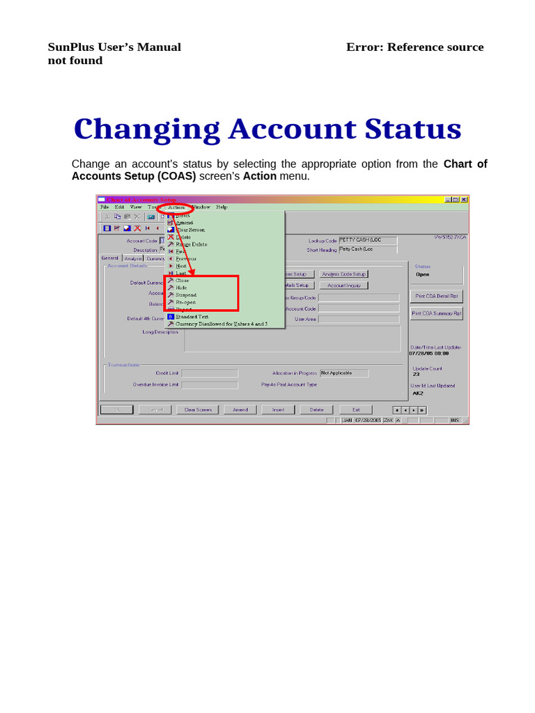 Change Account Status | PDF