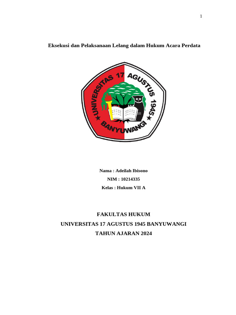 Makalah Eksekusi Hukum Perdata | PDF | Hukum