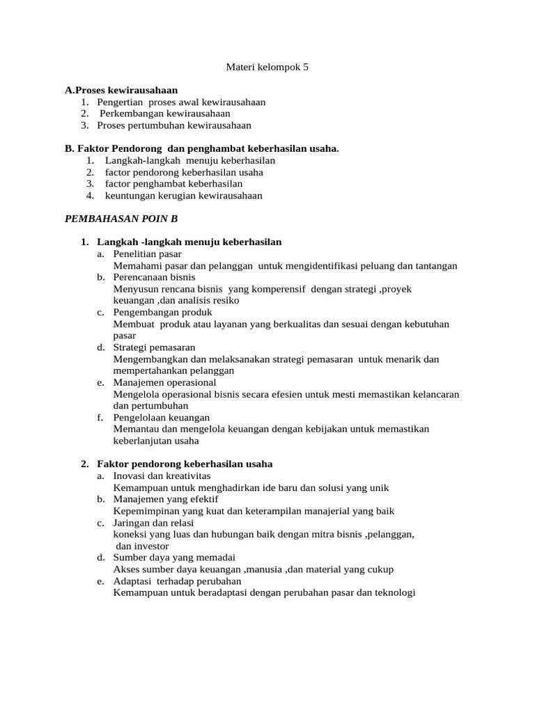 Proses Kewirausahaan Kel 5 | PDF