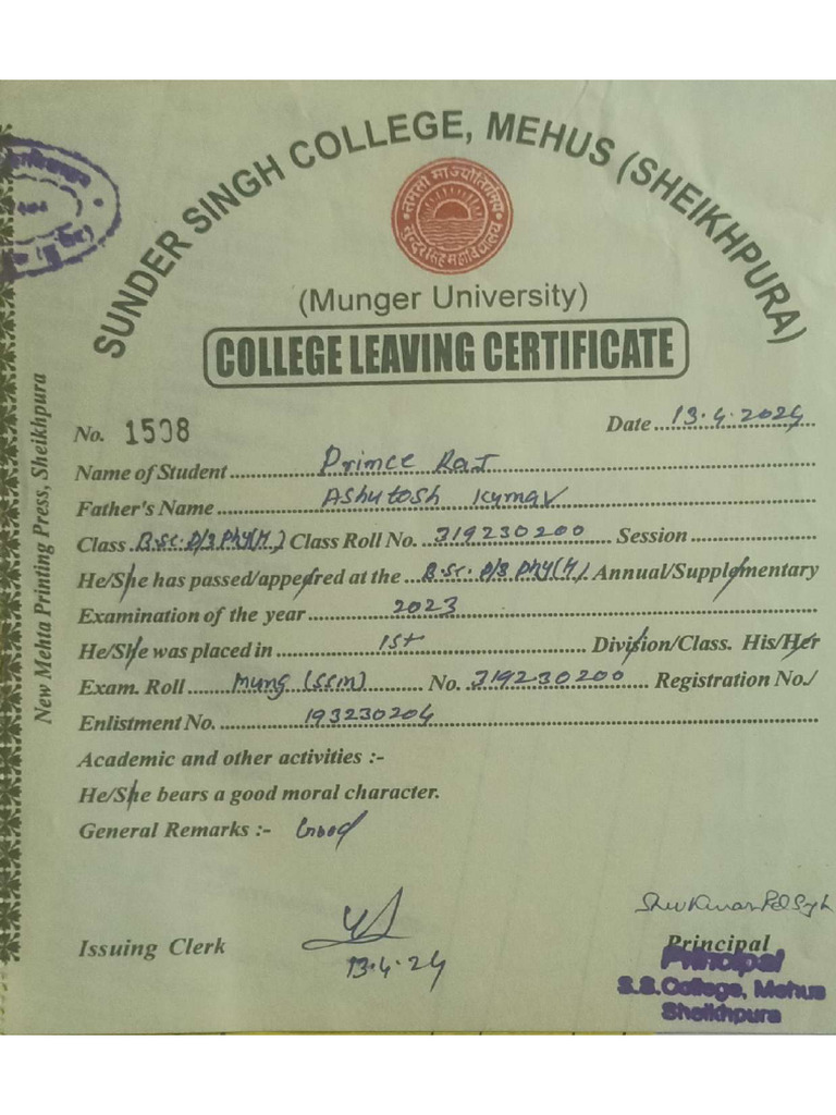 College Leaving Certificate | PDF