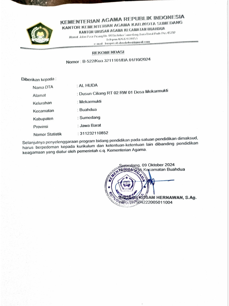Rekomendasi KUA Al Huda | PDF