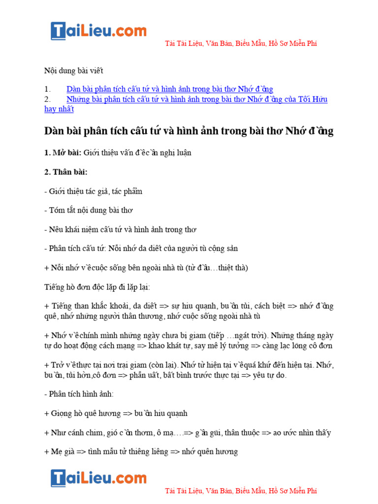 2023102114241265337c9c59f83 Phan Tich Cau Tu Va Hinh Anh Trong Bai Tho Nho Dong | PDF