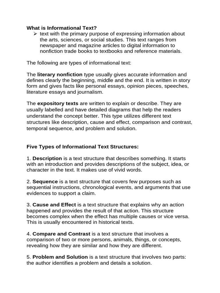 What Is Informational Text | PDF | Essays | Non Fiction