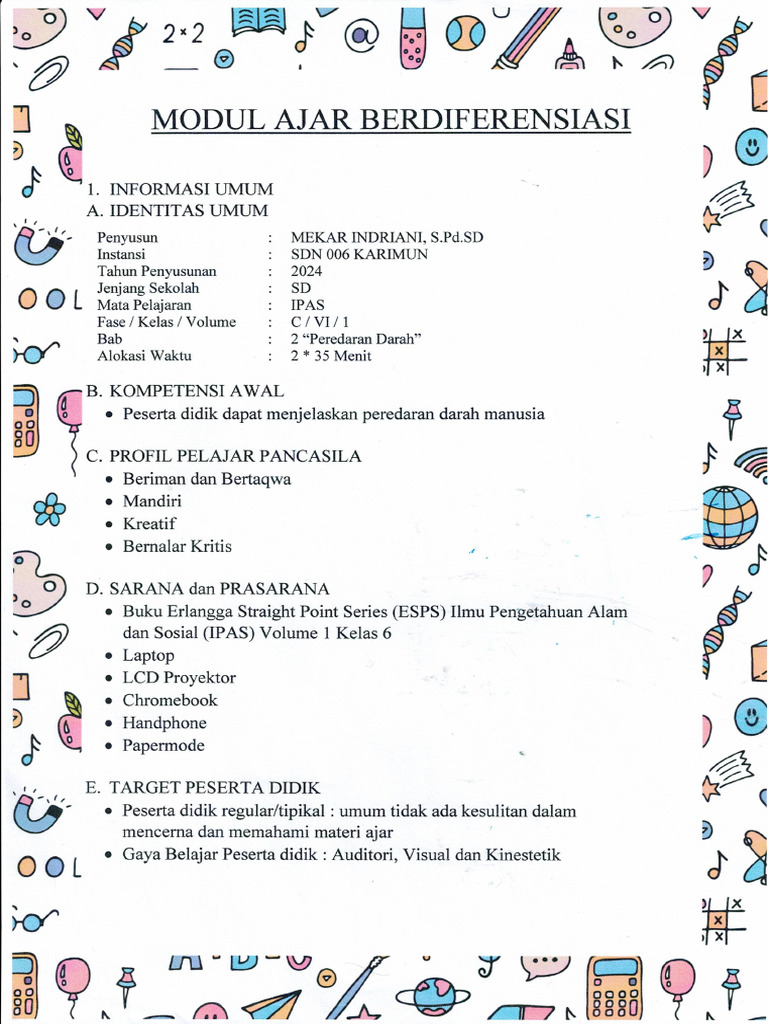 Modul Ajar Berdiferensiasi - Ipas - Bab 2 - Kelas 6 - Fase C | PDF