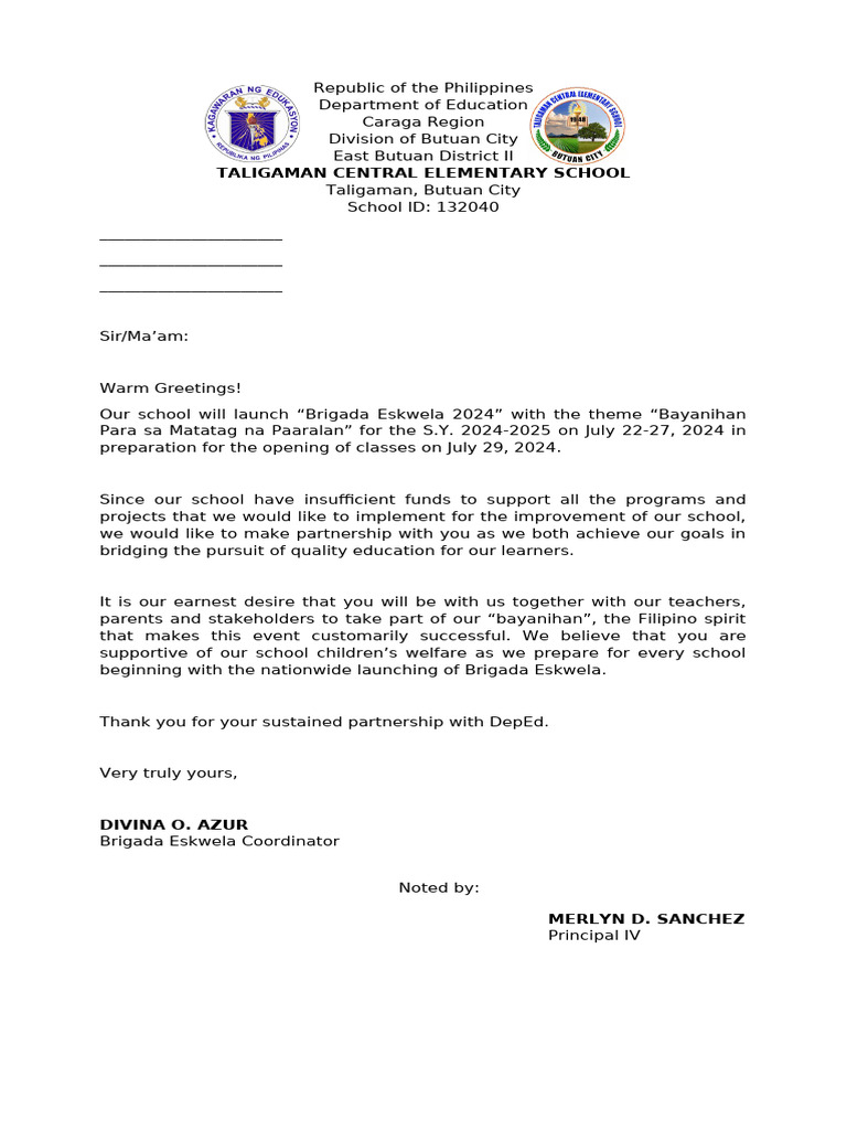Brigada Solicitation Letter | PDF