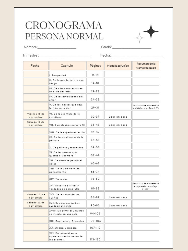 Cronograma Persona Normal | PDF
