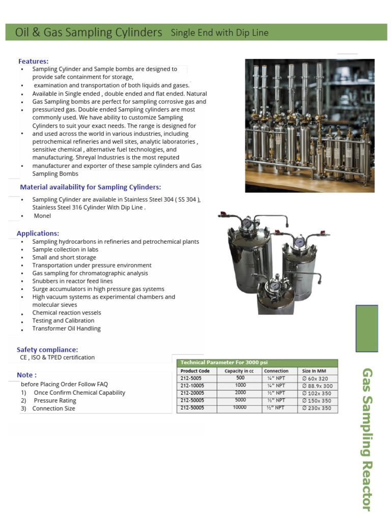 Gas Sampling Cataloge - SMLI - 2024-25 PDF | PDF | Oil Refinery | Gases