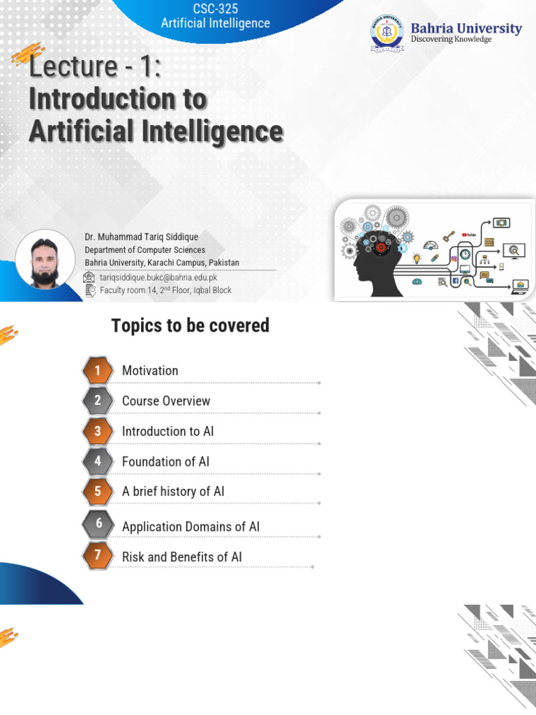 CSC 325 AI Lecture01 Introduction Fall2024 22092024 113544am | PDF | Artificial Intelligence ...