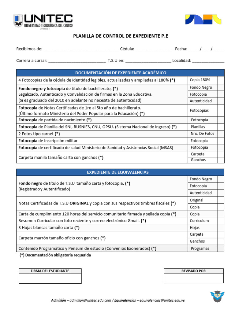 Planilla de Control de Expediente P.E 2023 | PDF