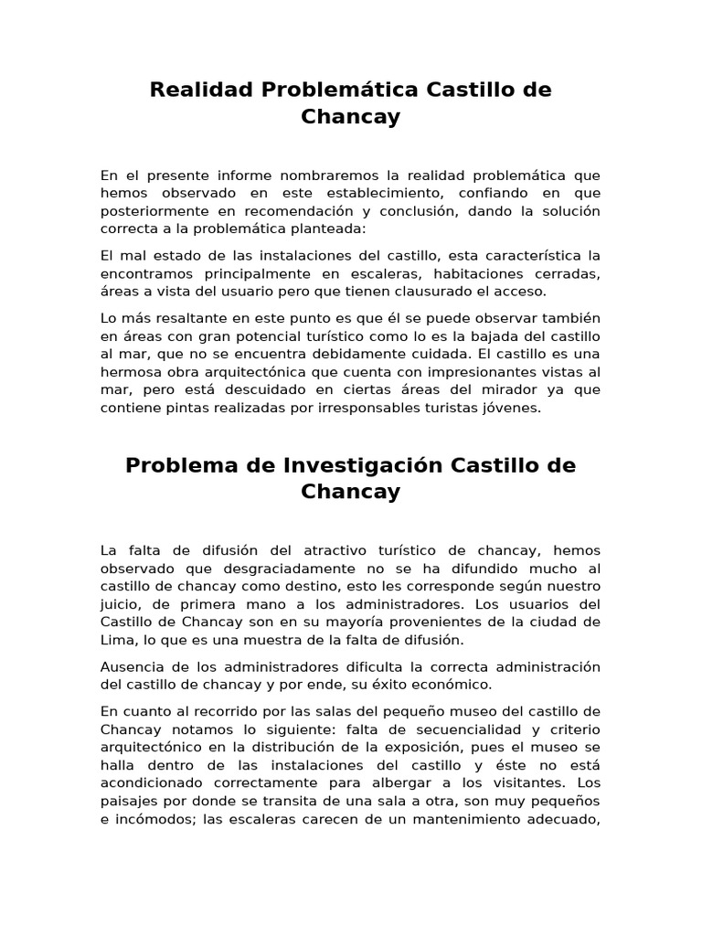 Realidad Problemática Castillo de Chancay | PDF