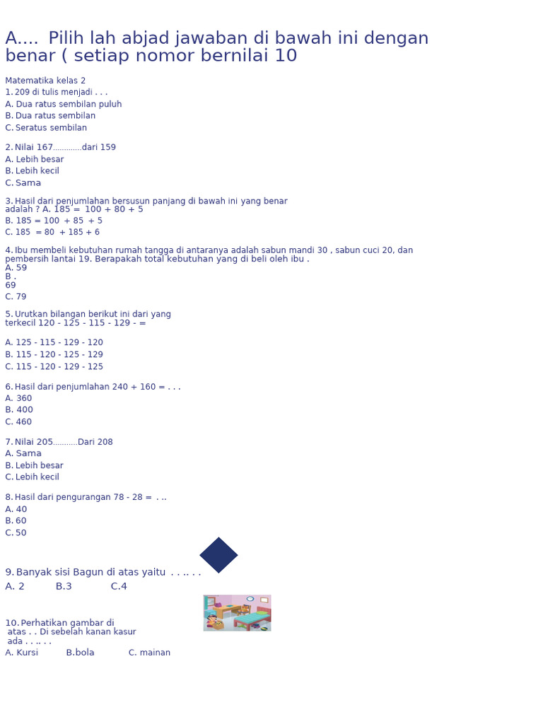 Soal Imda Ii MTK Kelas 2 | PDF | Plastic | Incandescent Light Bulb
