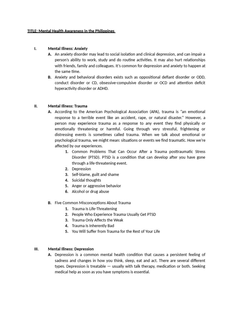 Outline [ EAPP ] | PDF | Mental Disorder | Major Depressive Disorder