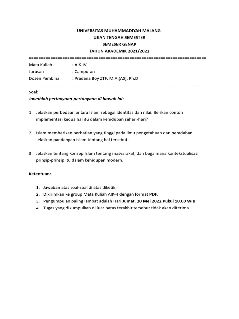 Uts Aik-4 2022 | PDF