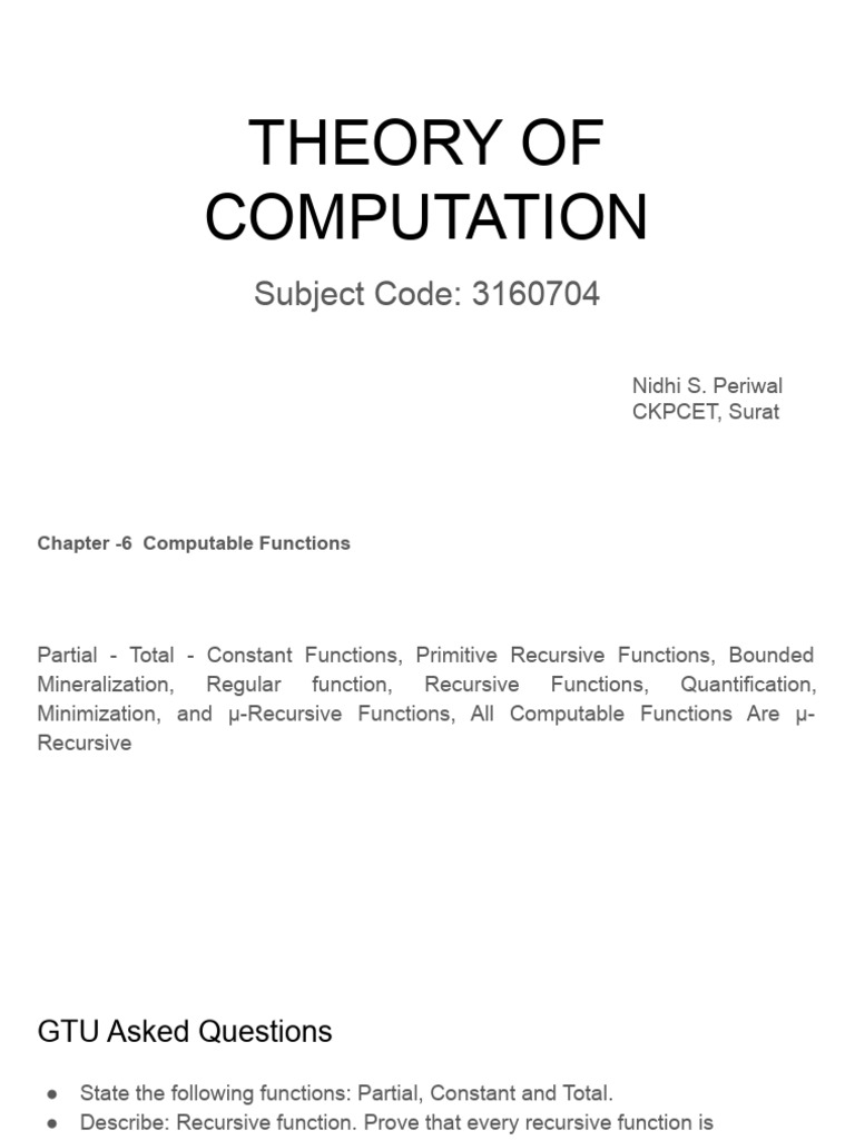 TOC Chapter - 6 | PDF | Science & Mathematics