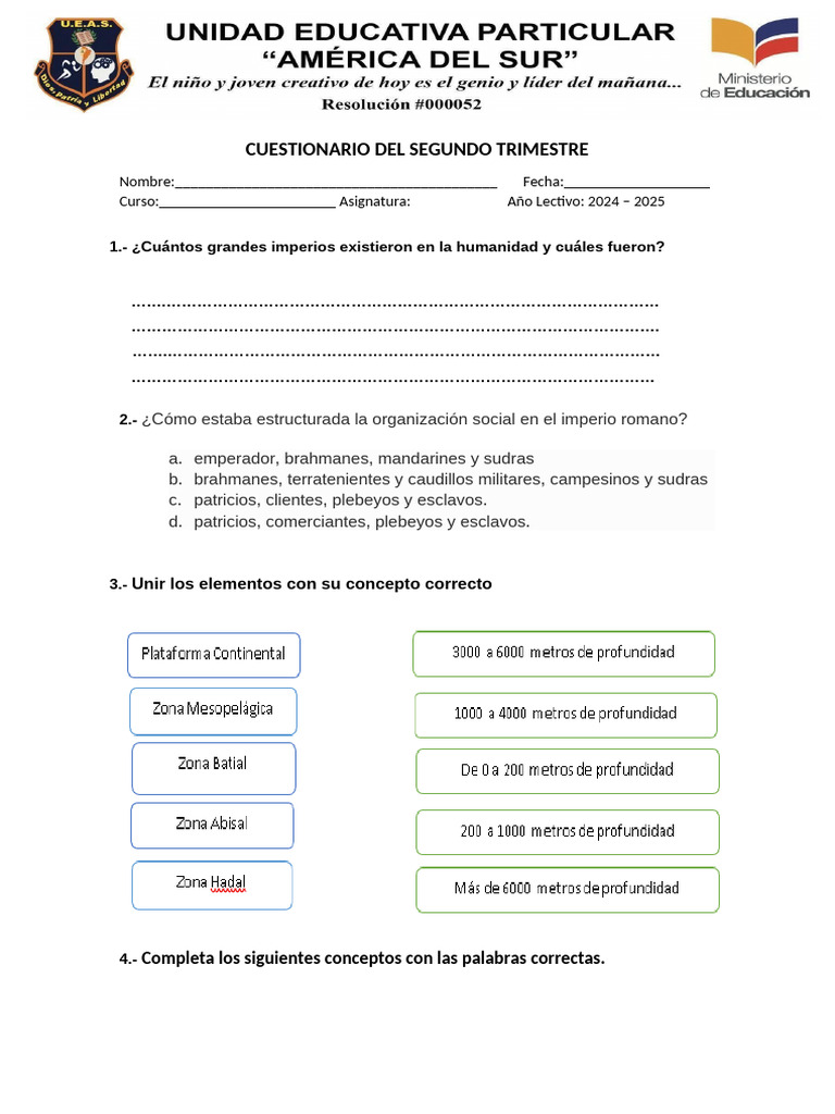 Cuestionario Eess 8vo 2t | PDF | Finanzas y dinero