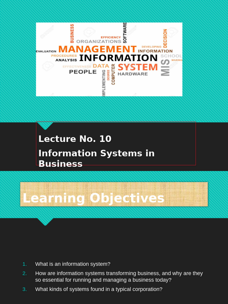 Lecture No 10 Information Systems in Business | PDF | Customer Relationship Management | Information