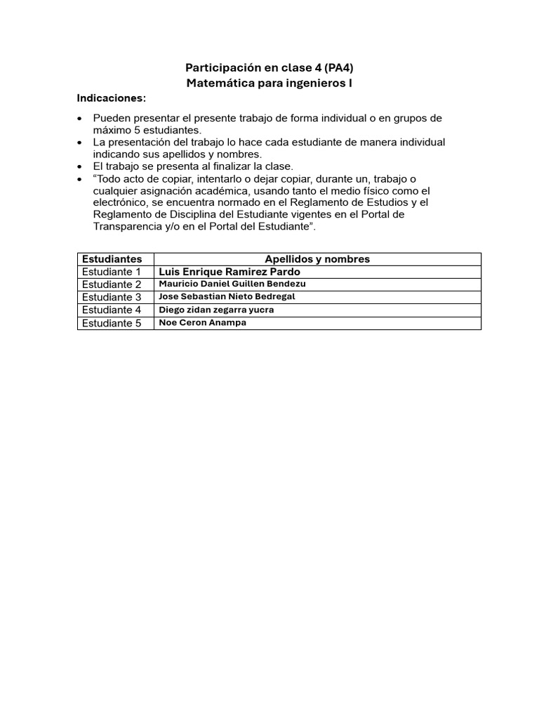 Participación en Clase 4 | PDF