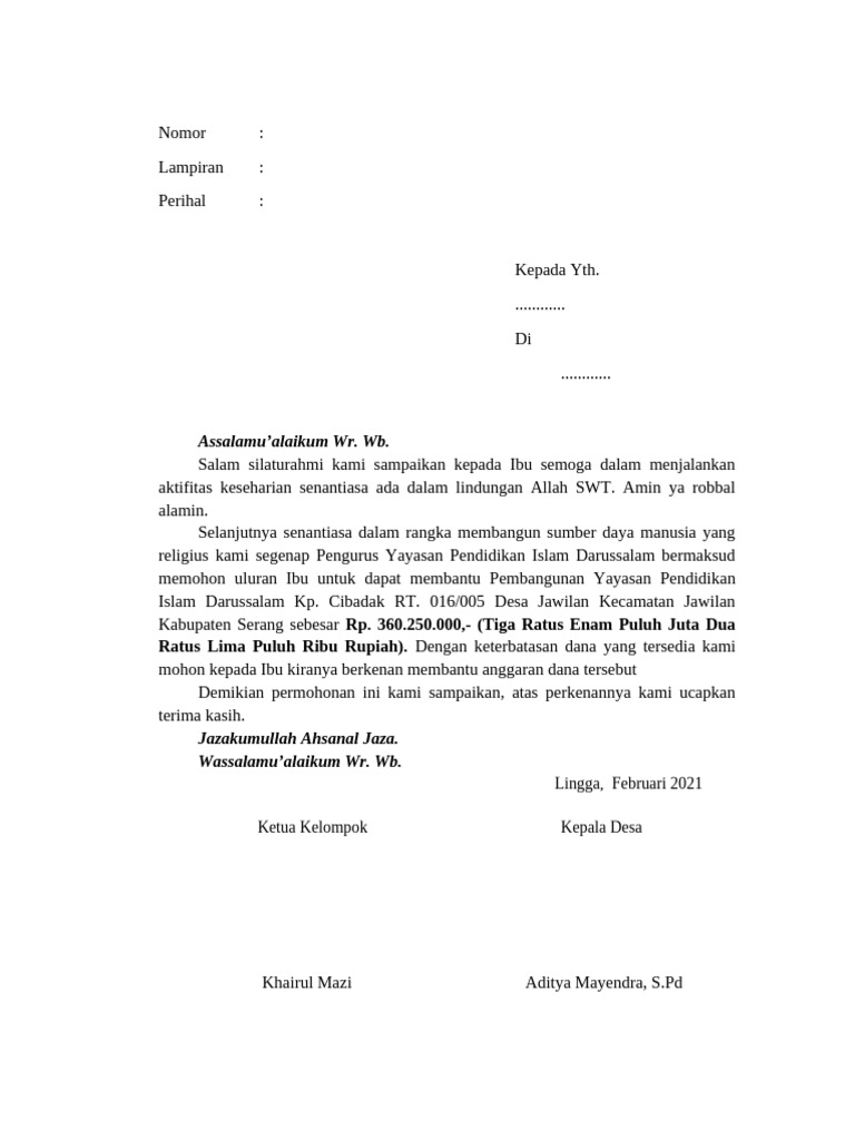 Contoh Proposal Permohonan Bantuan Perikanan Belum Fix | PDF