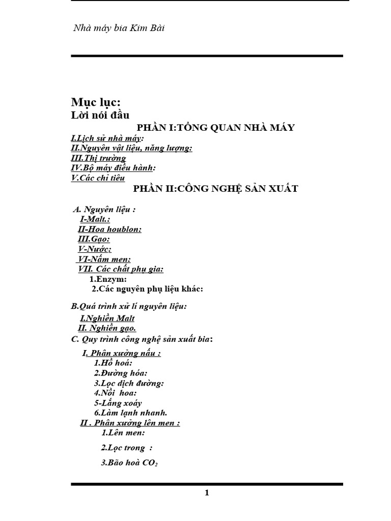 123doc Bao Cao Thuc Tap Nha May Bia Kim Bai | PDF