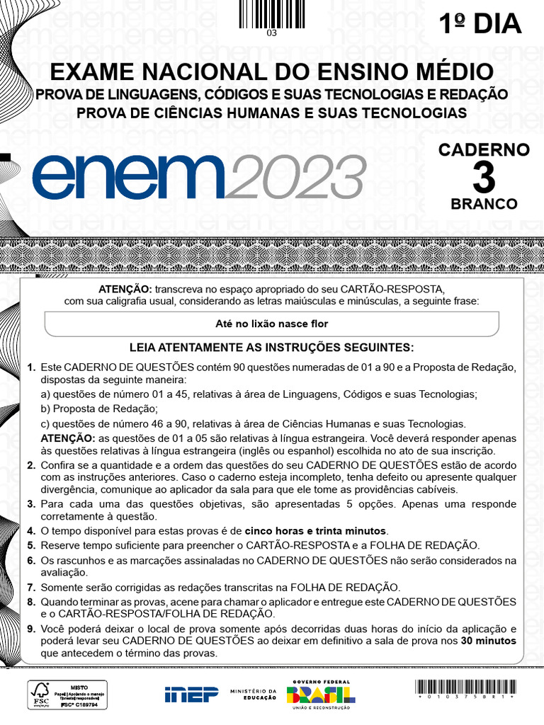 Questões do ENEM 2023: Linguagens e Humanas | PDF | Brasil