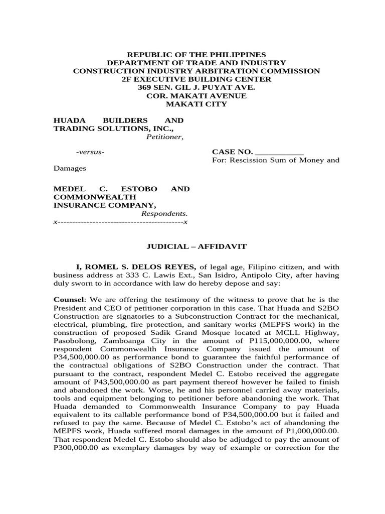 Judicial Affidavit | PDF | Affidavit | Private Law