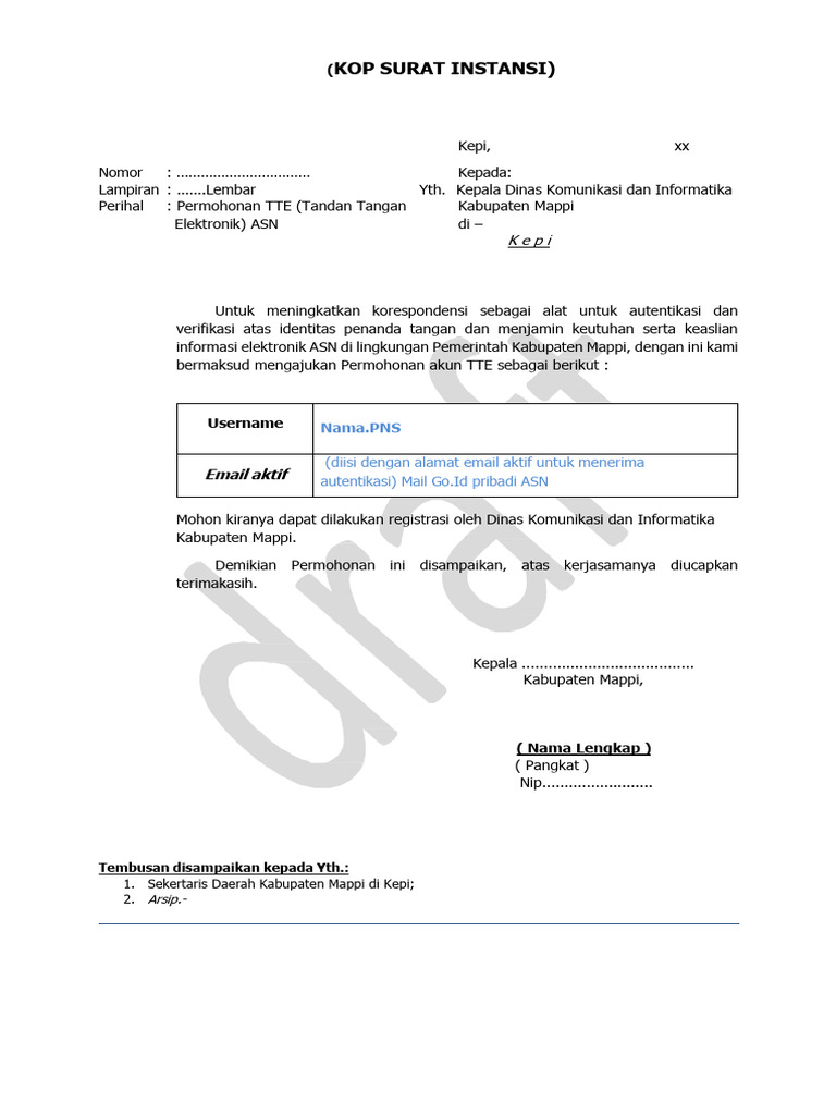 Permohonan Tanda Tangan Elektronik ASN | PDF