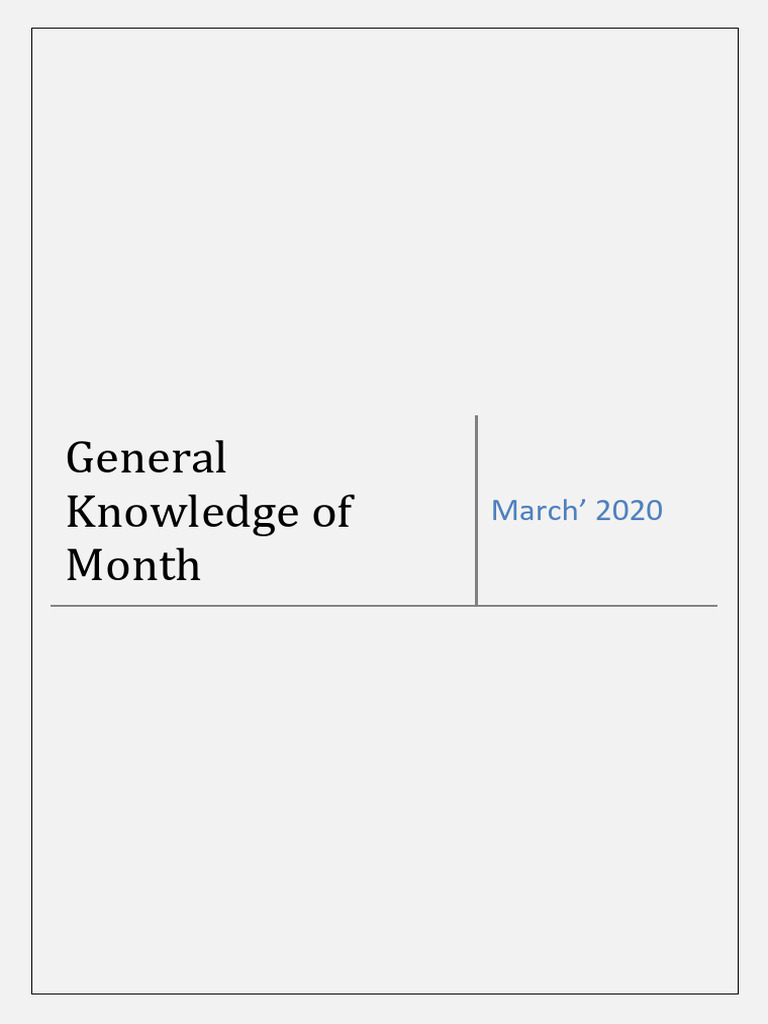Monthly General Knowledge, March, 2020, Yousufchoton | PDF