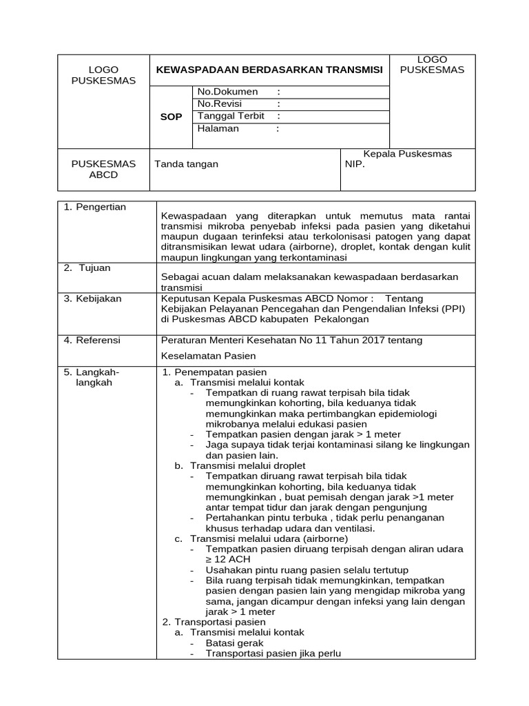 5552 Sop Kewaspadaan Transmisi | PDF