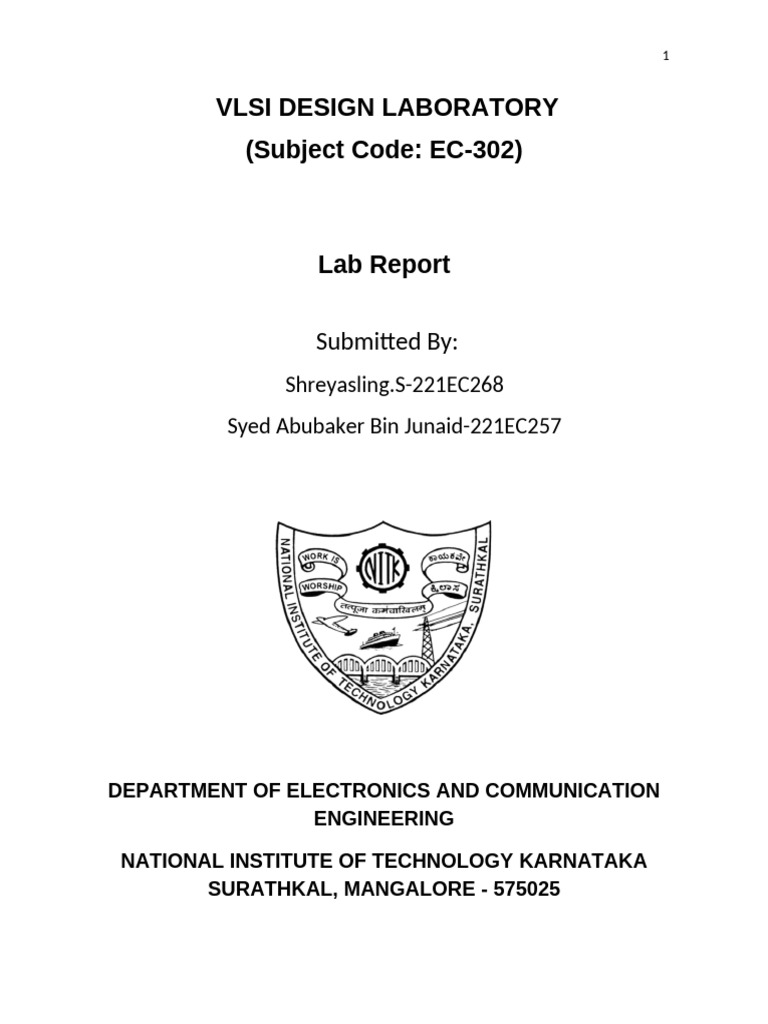 Vlsi Lab Report 221ec257 221ec268 | PDF | Mosfet | Cmos