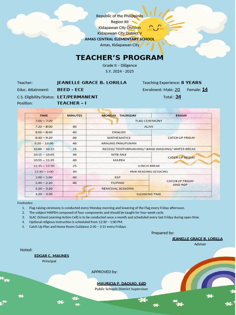 Class Program 2024 2025 Diligence | PDF