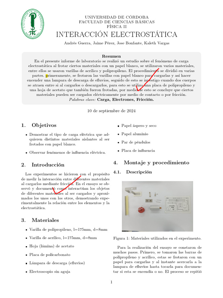 Interacción Electrostática en Materiales | PDF | Electrostática | Ciencia de los Materiales