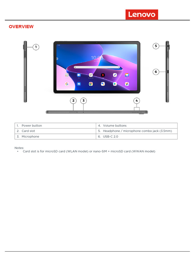 Tab M10 Plus 3rd Gen Spec | PDF | Usb | Computer Engineering