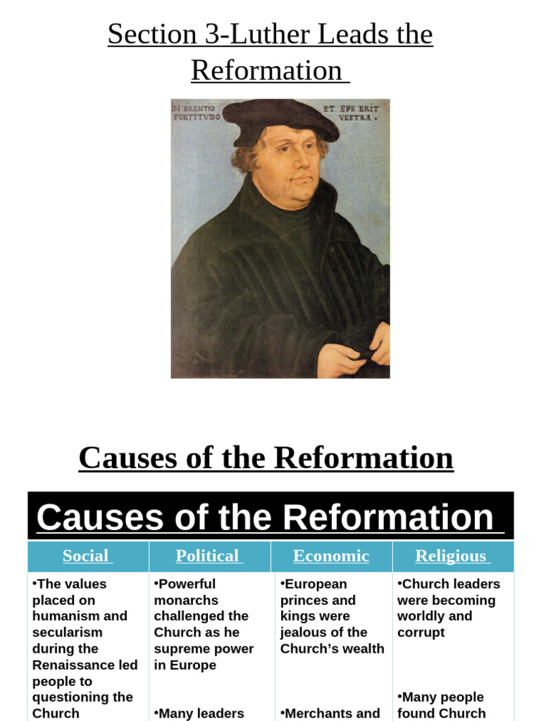 Section 3 Luther Leads The Reformation | PDF | Martin Luther ...