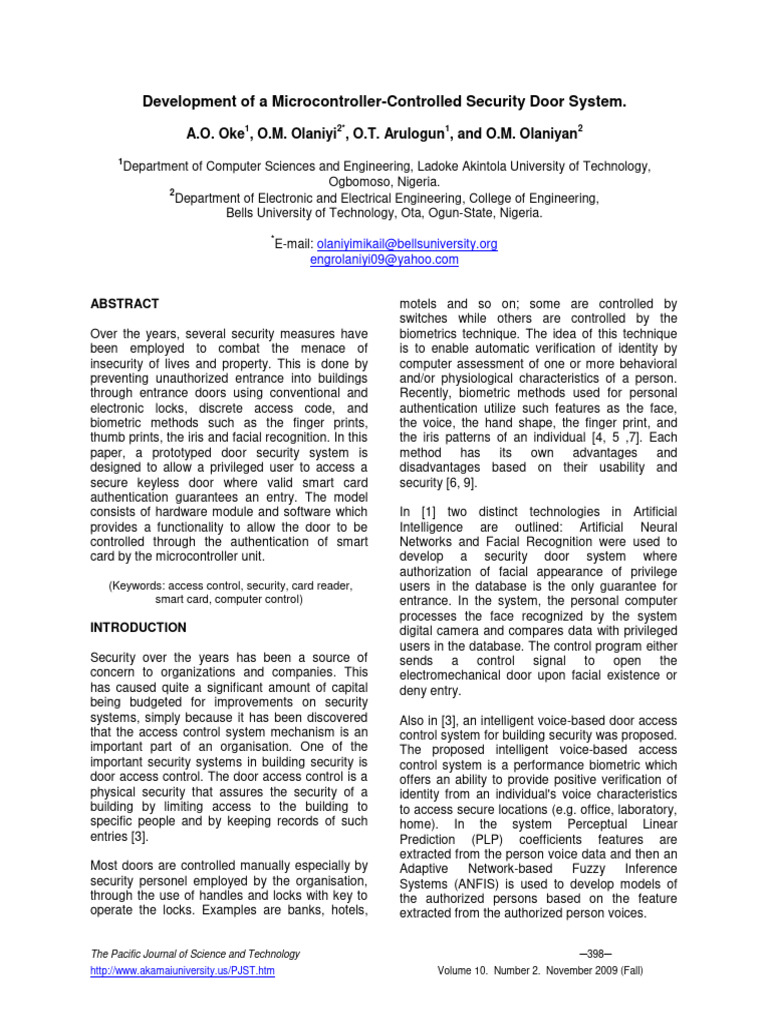 Development of A Microcontroller Control | PDF | Access Control | Microcontroller
