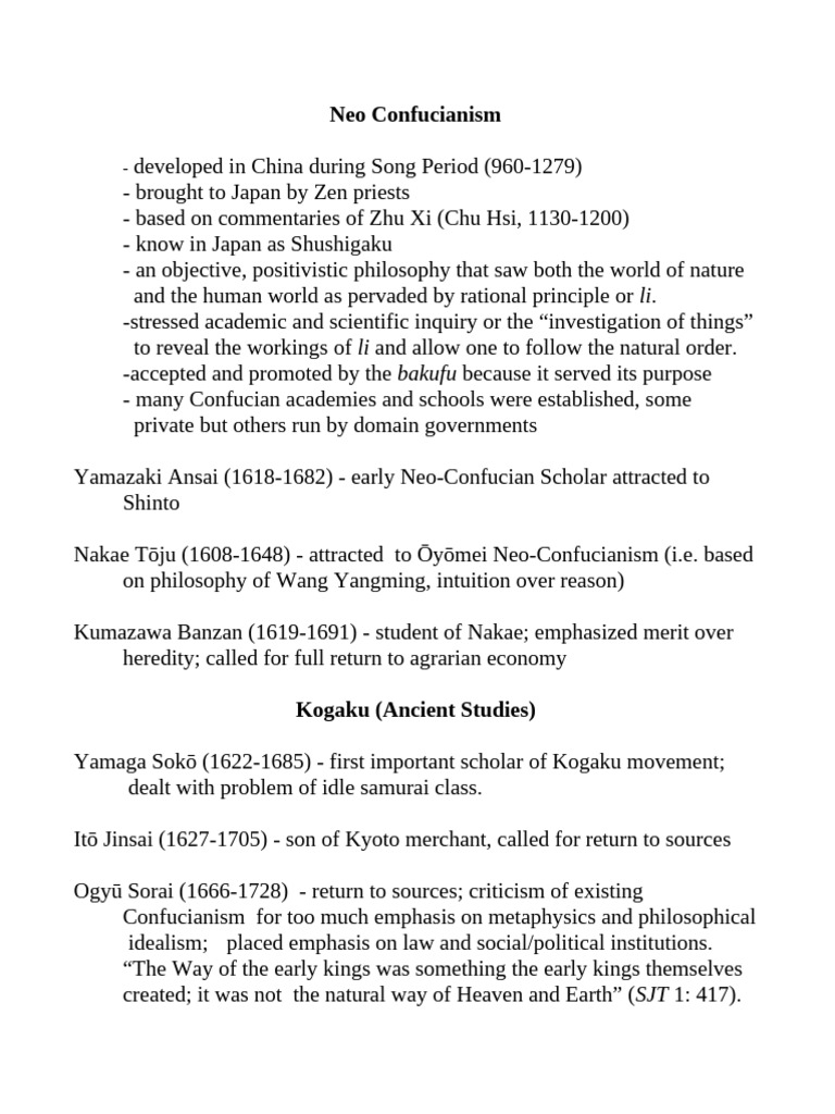 Neo Confucianism and Kokugaku1 | PDF | Japan | Eastern Philosophy