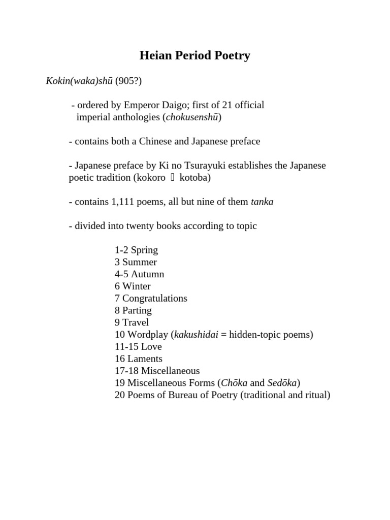 Heian Period Poetry | PDF | Narrative Forms | Phonaesthetics
