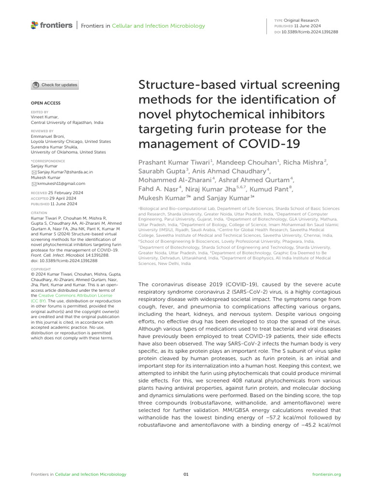 Structure-Based Virtual Screening Methods For The Identification of Novel Phytochemical ...