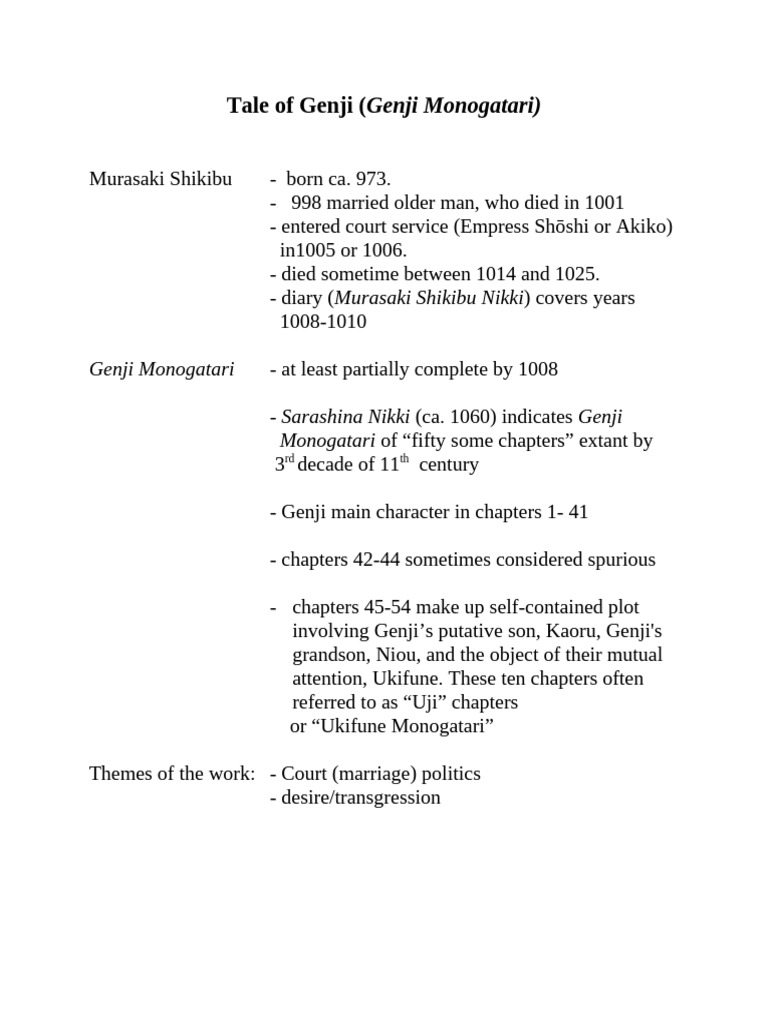 Tale of Genji | PDF | History | General Fiction