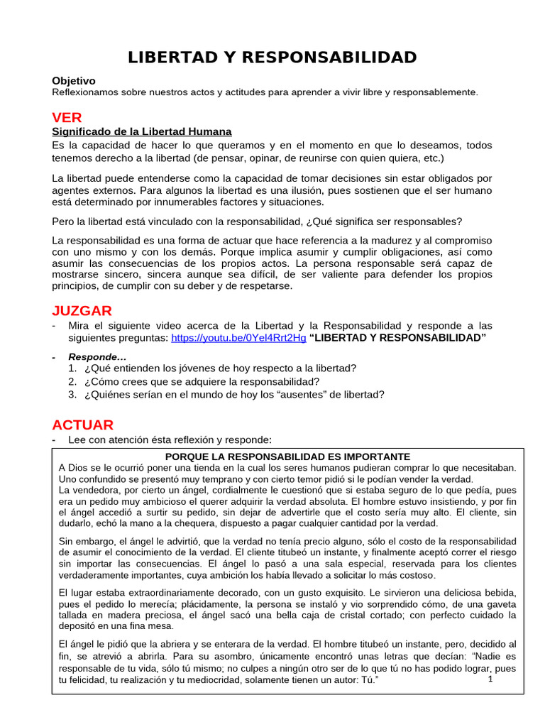 Libertad y Responsabilidad | PDF | Libertad | Pensamiento