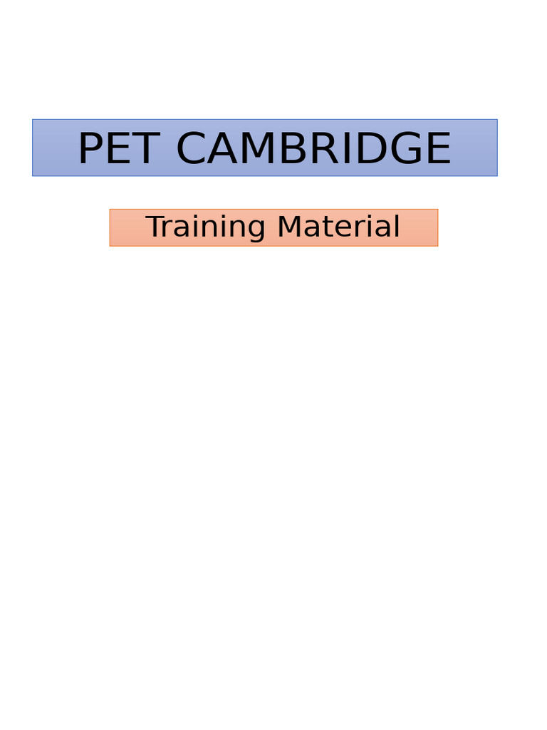 Pet Cambridge Material | PDF | Educational Assessment | Human Communication