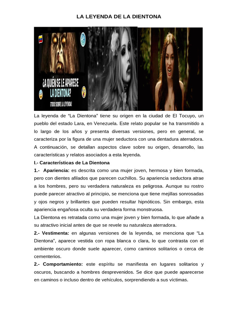 La Leyenda de La Dientona en Venezuela | PDF | Sociedad