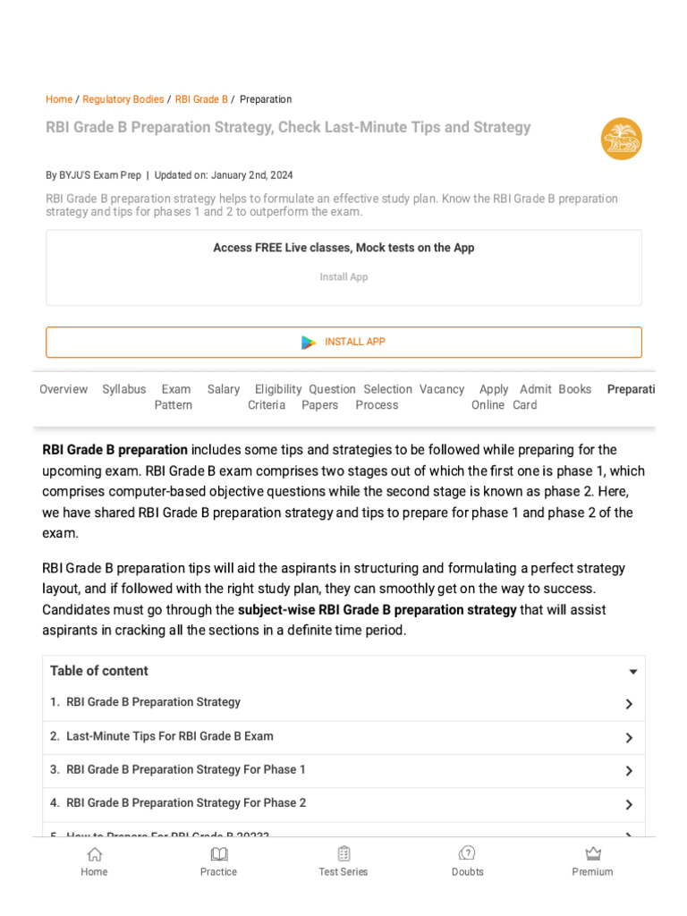 RBI Grade B Preparation Strategy 2023 | PDF | Reading Comprehension
