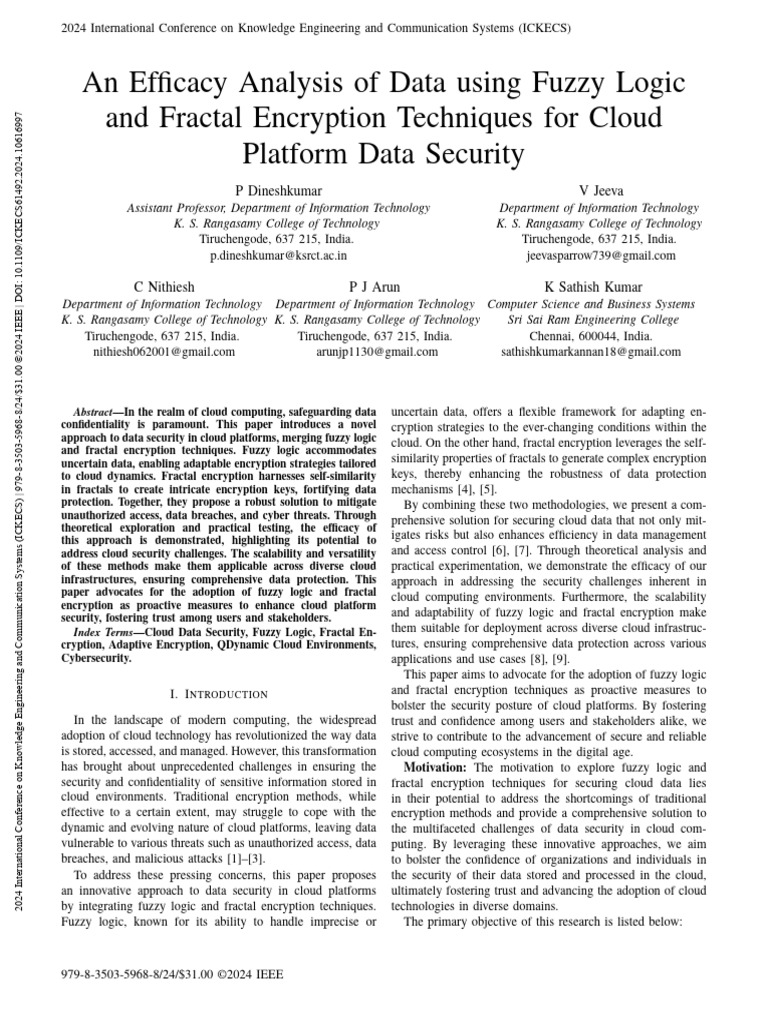 An Efficacy Analysis of Data Using Fuzzy Logic and Fractal Encryption ... An Efficacy Analysis of Data Using Fuzzy Logic and Fractal Encryption ...