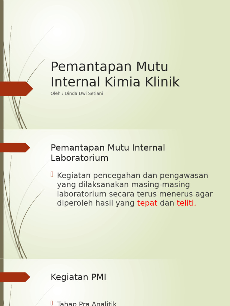 Pemantapan Mutu Internal Kimia Klinik | PDF